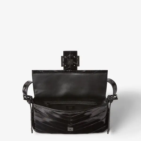 Fendi Baguette® 26424 Black Inlaid Hagfish Leather Bag